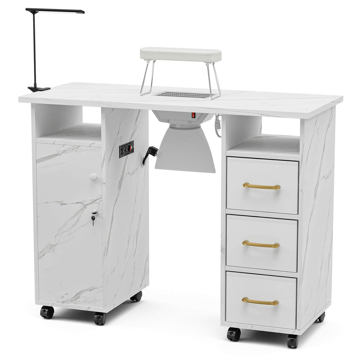 Professional Manicure Table with Lamp and Power Outlets丨Paddie
